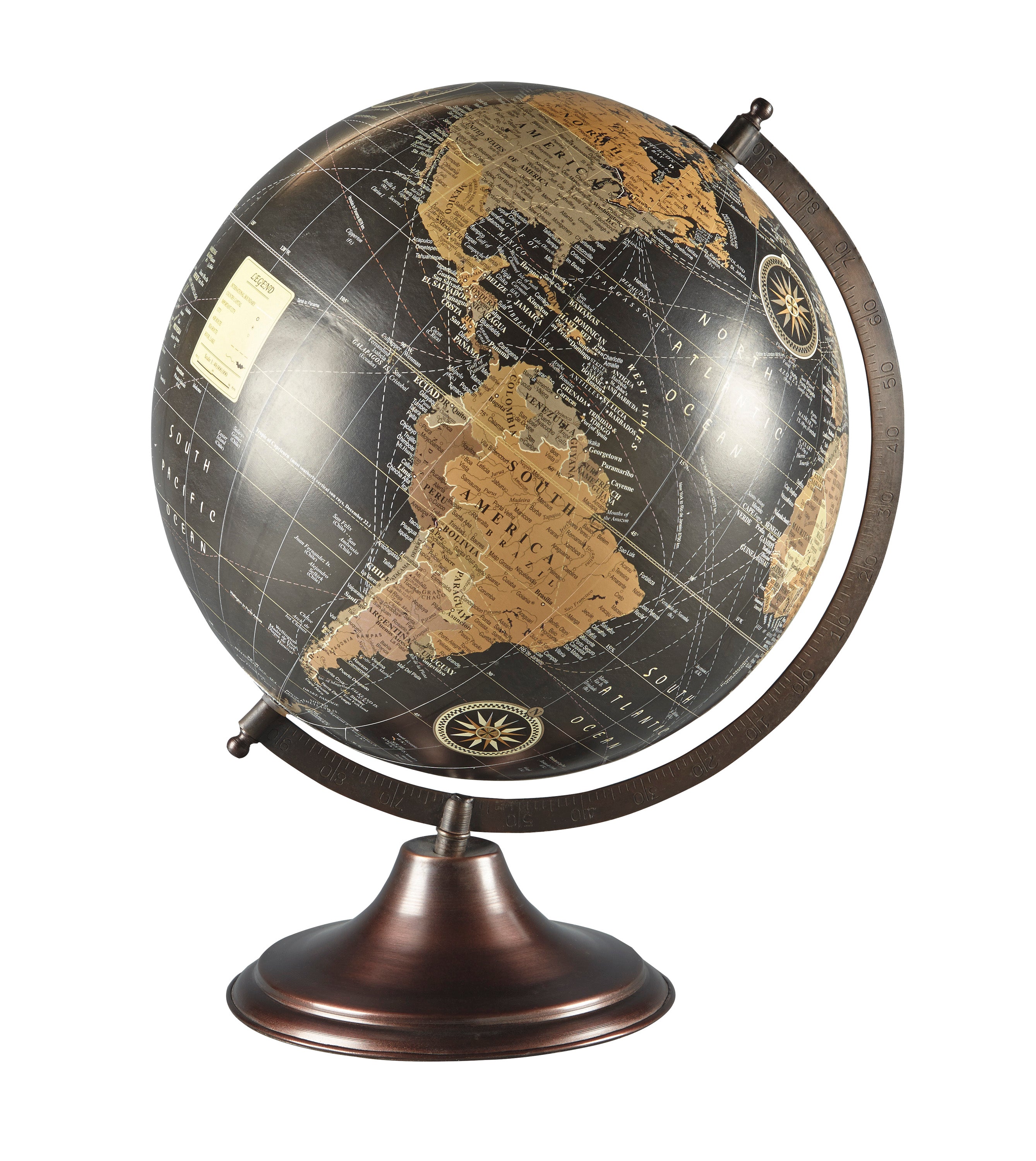 Antique Bronze Metal Spinning Globe | Decorium Furniture