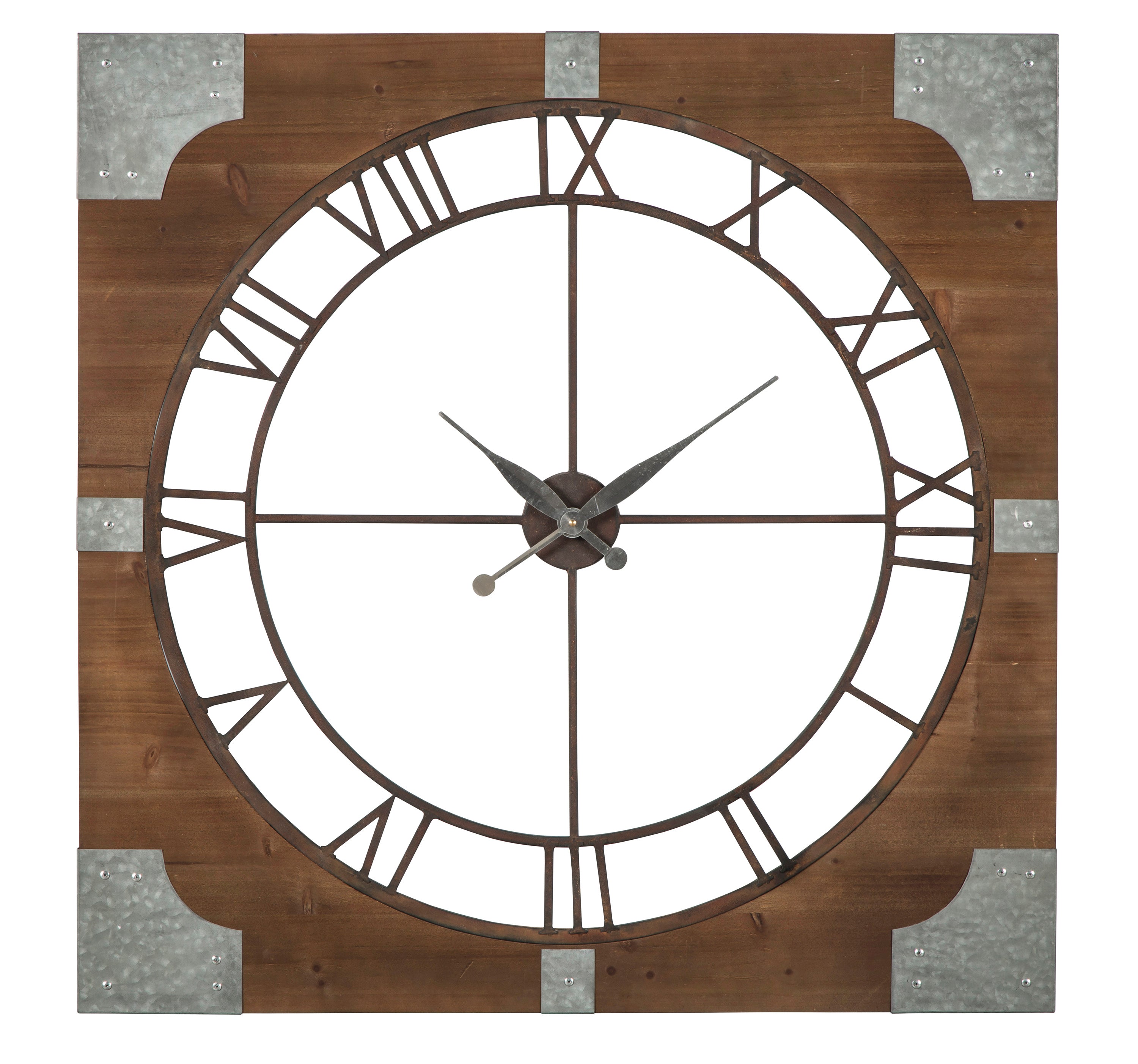Antique Grey Metal Wall Clock | Decorium Furniture