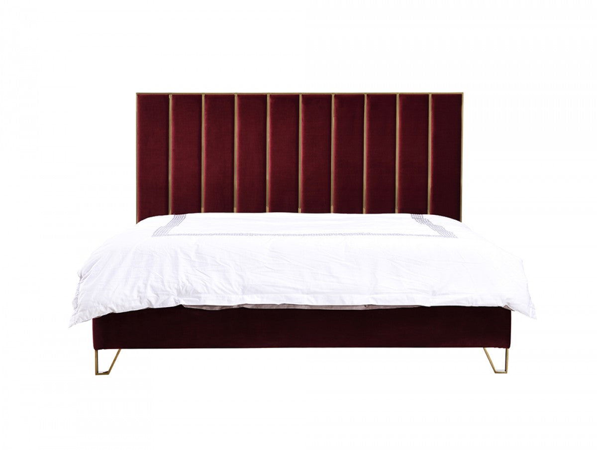 Ray Red Velvet King Size Bed | Decorium Furniture